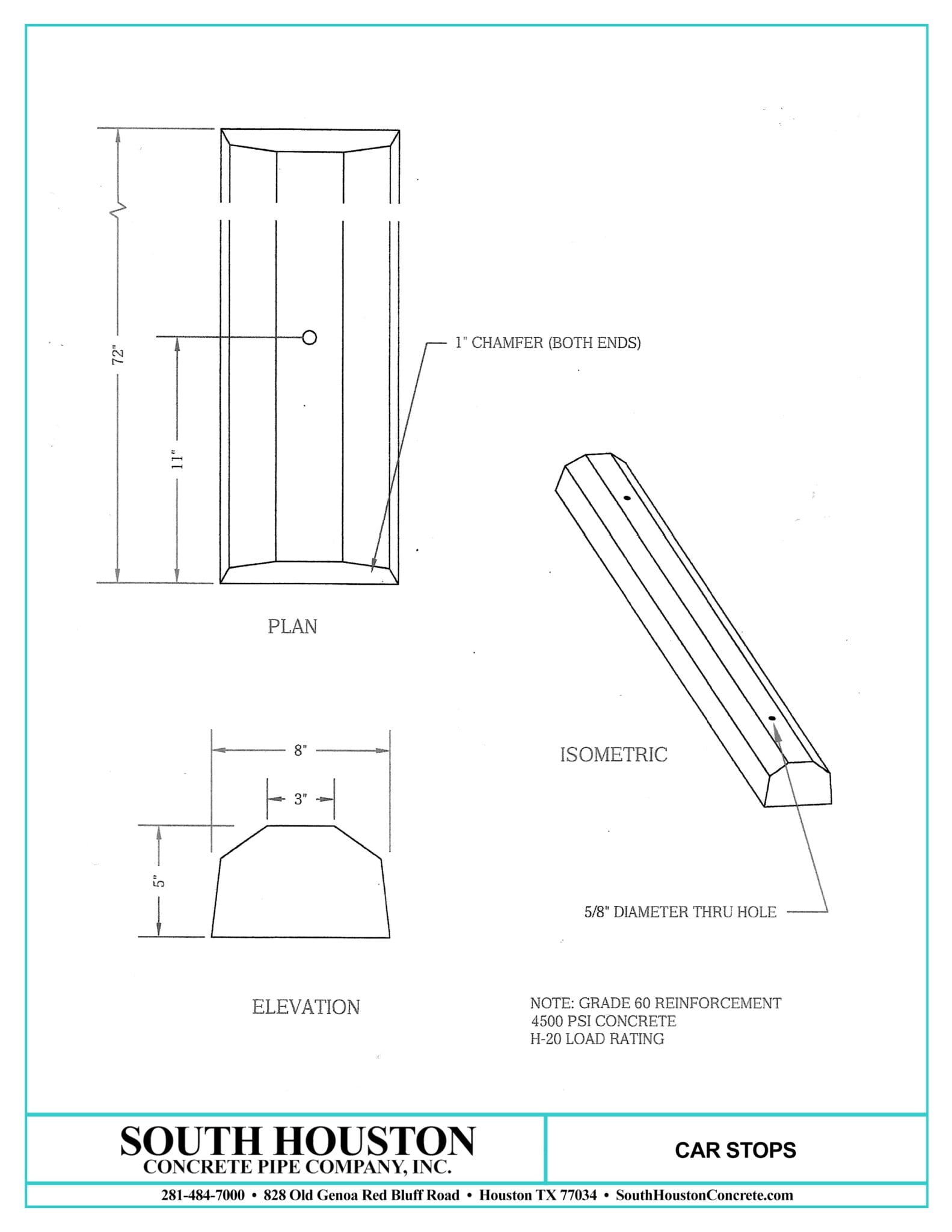 Car Stops | Concrete Parking Stops by SOUTH HOUSTON CONCRETE PIPE COMPANY